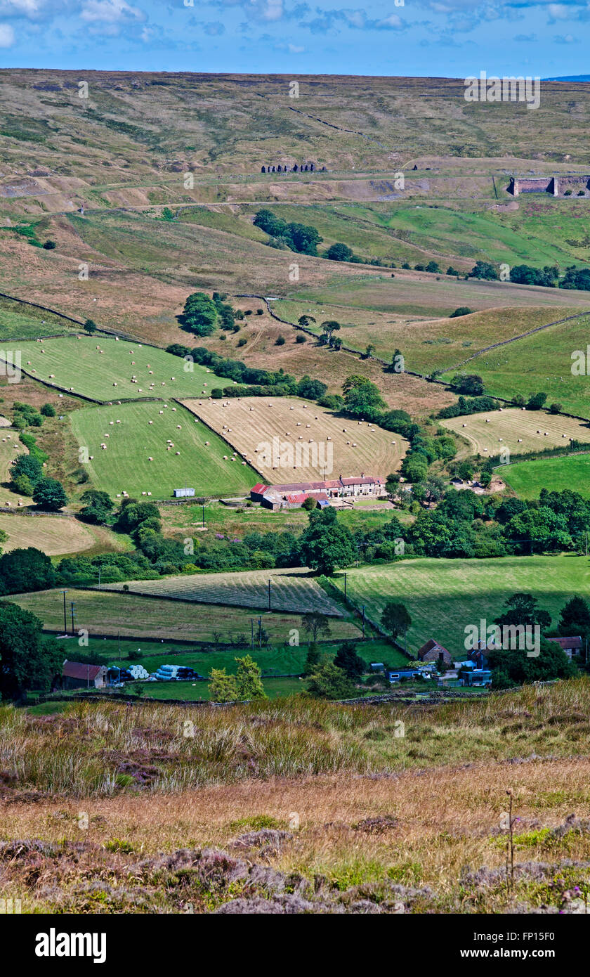 View from Blakey Ridge down to farmland in Rosedale, with remains of ...