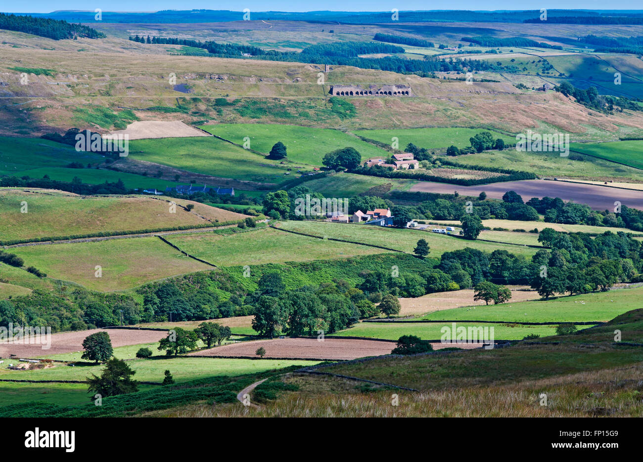 View from Blakey Ridge down to farmland in Rosedale, with remains of ...