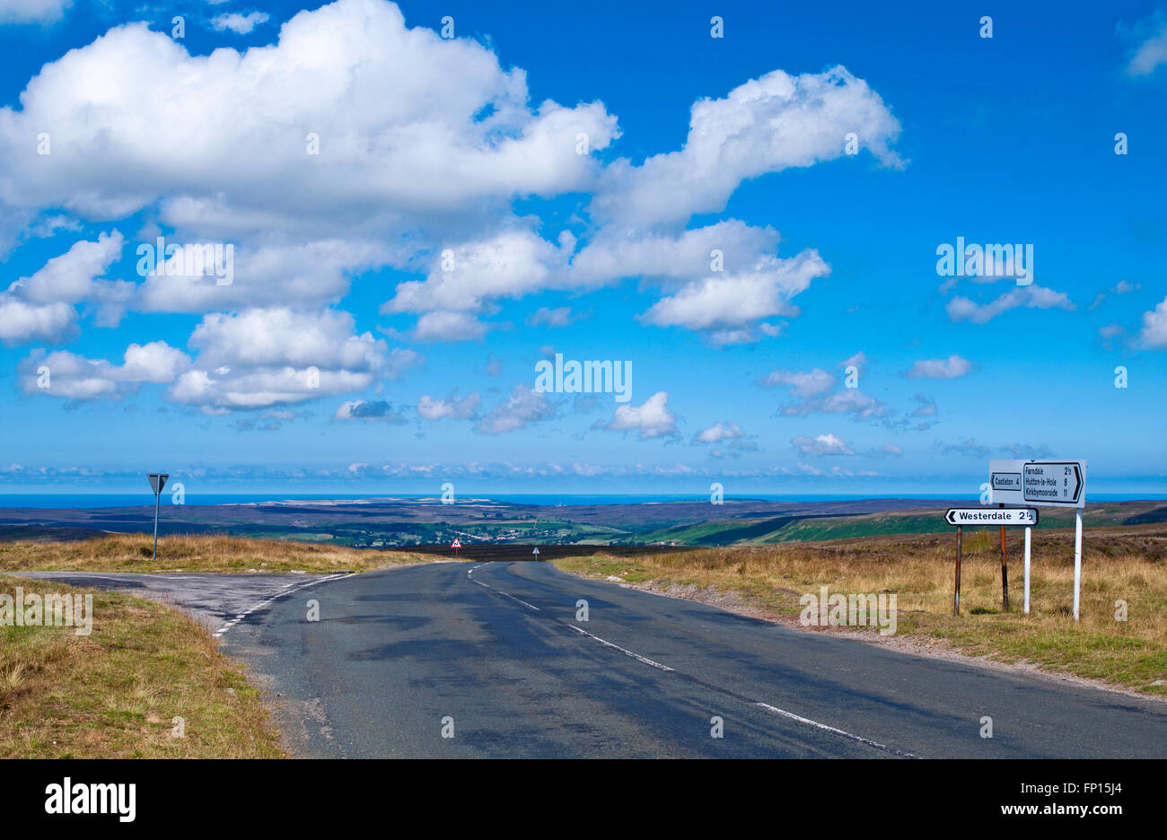 Signpost at the Westerdale road junction at the northern end of Blakey ...