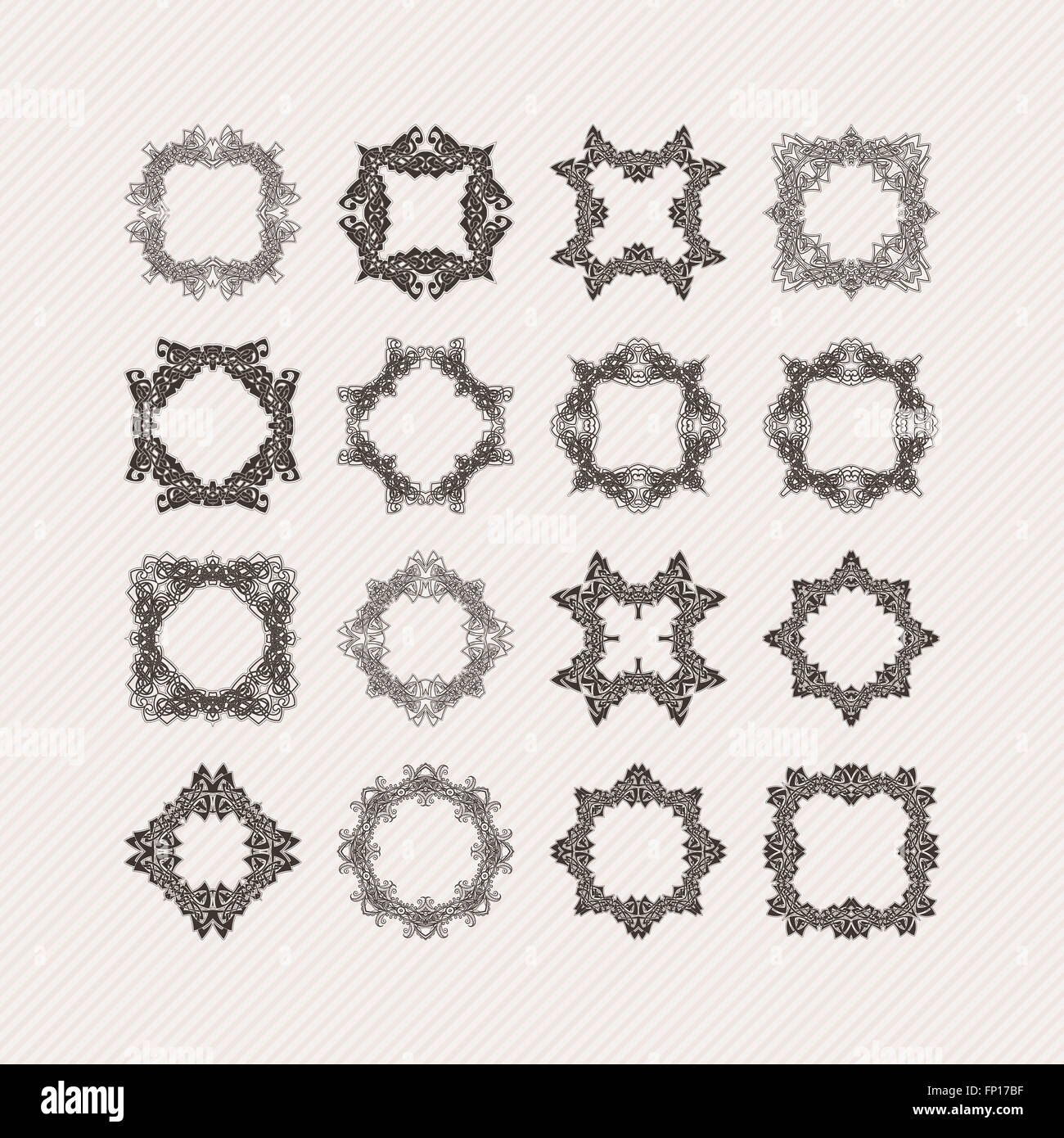 Set of ornate mandala border and frames. Gothic lace tattoos. Celtic ...