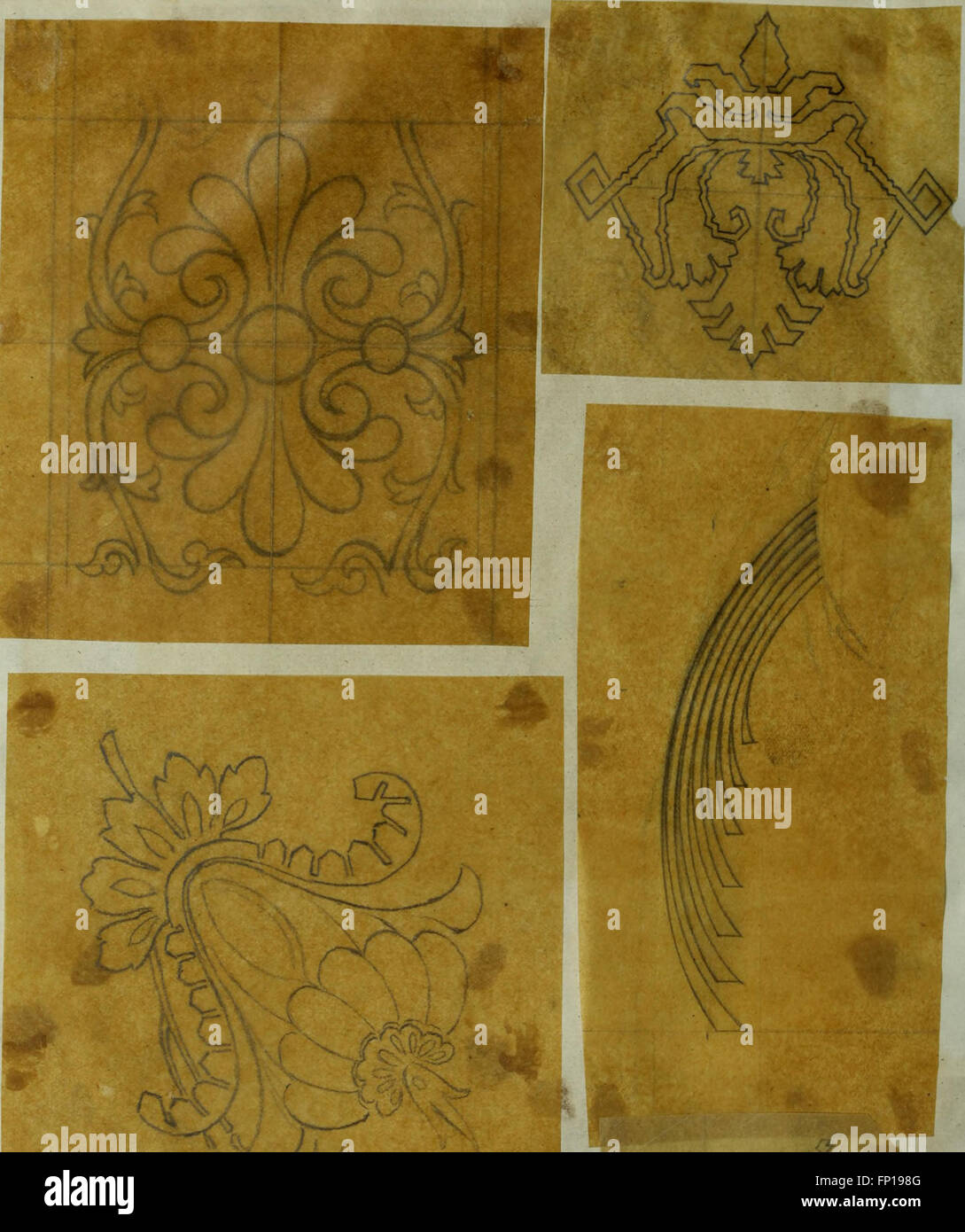 This 1875 collection contains a series of design tracings, likely for ...