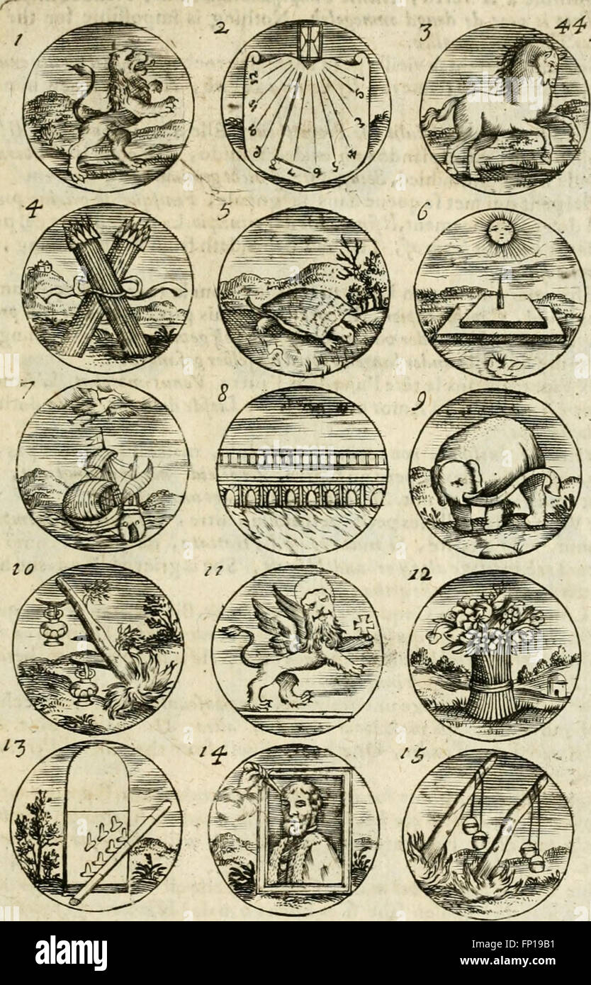 This work presents both ancient and modern devices and emblems, drawn ...