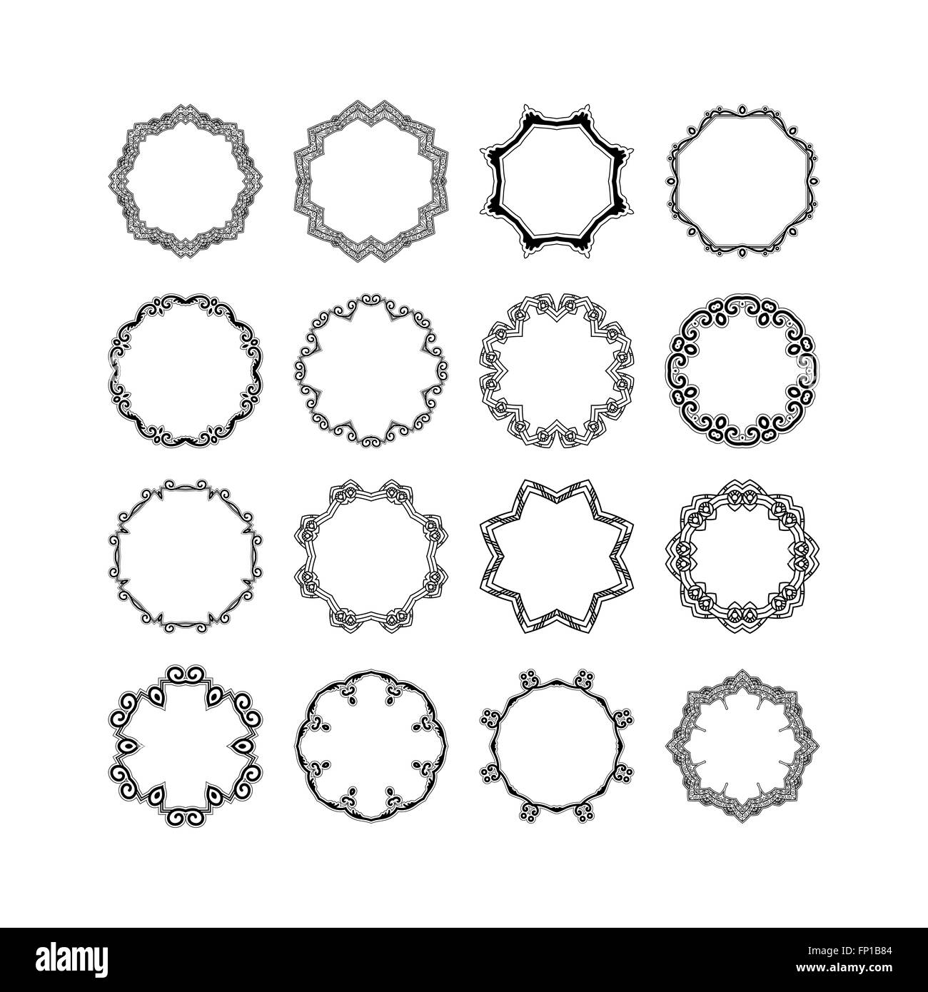 Set of ornate mandala frames and borders. Gothic lace tattoo. Celtic ...