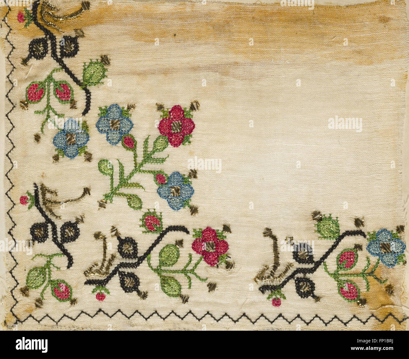 This 1800 sample book showcases various embroidery designs and ...