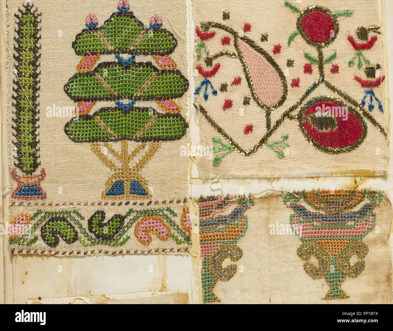 This 1800 embroidery sample book showcases intricate designs and ...