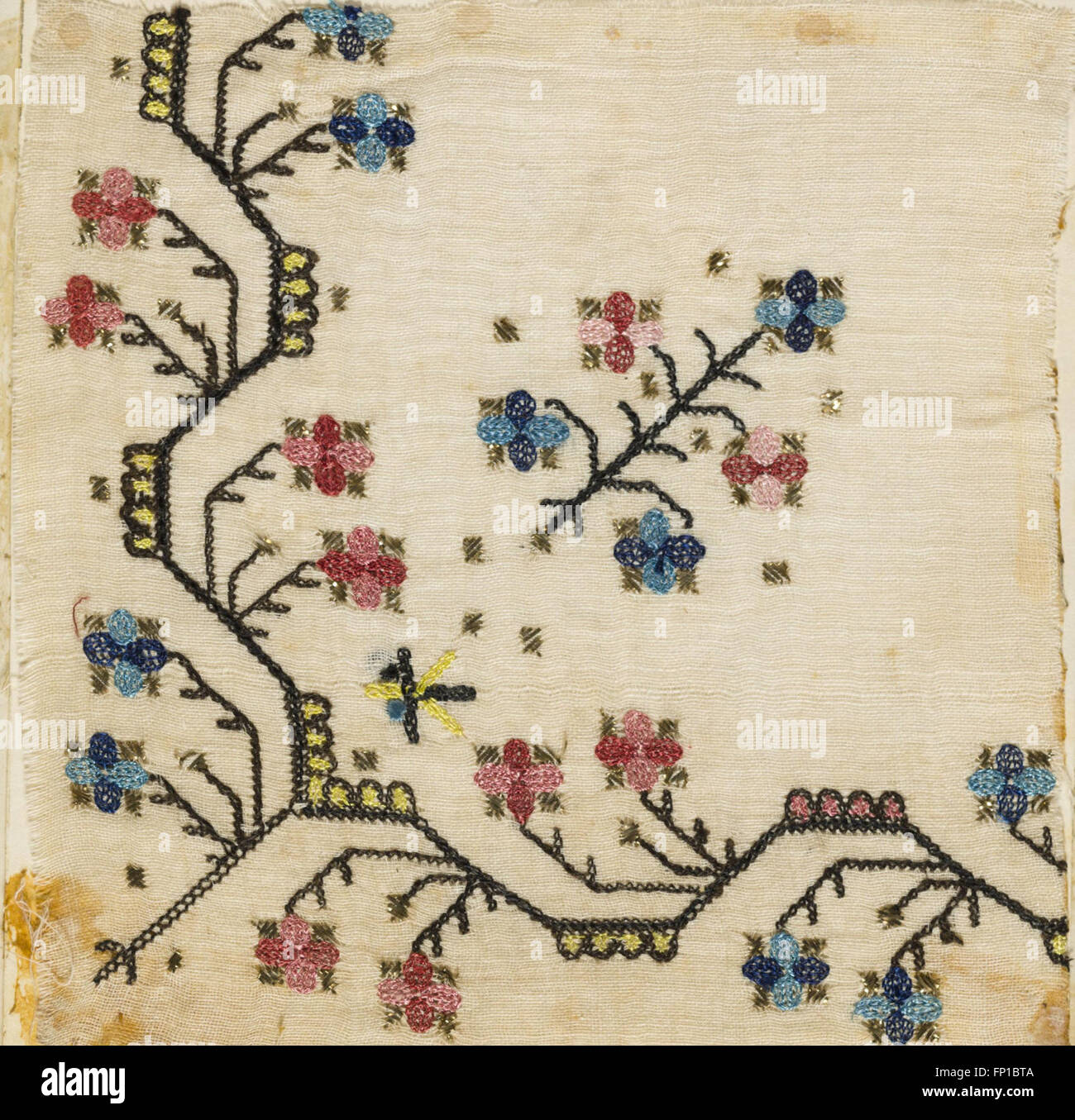 This embroidery sample book from 1800 presents various designs and ...