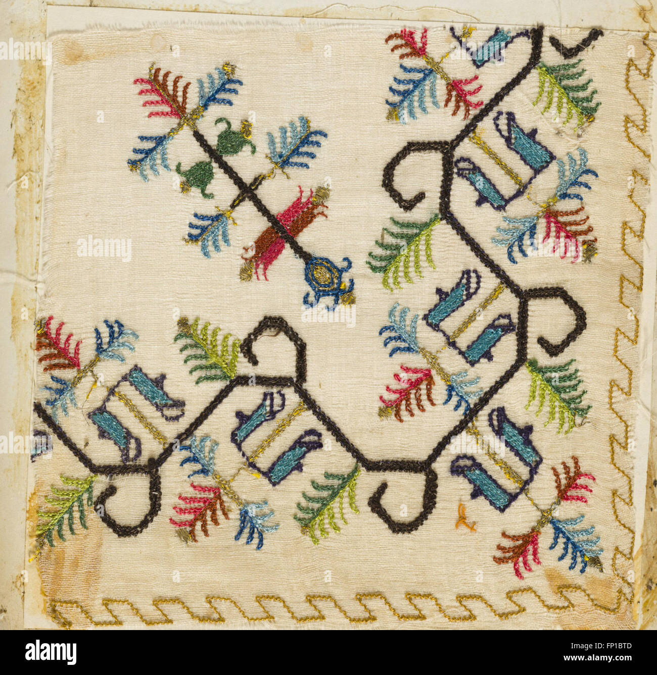 This 1800 sample book contains various examples of embroidery ...