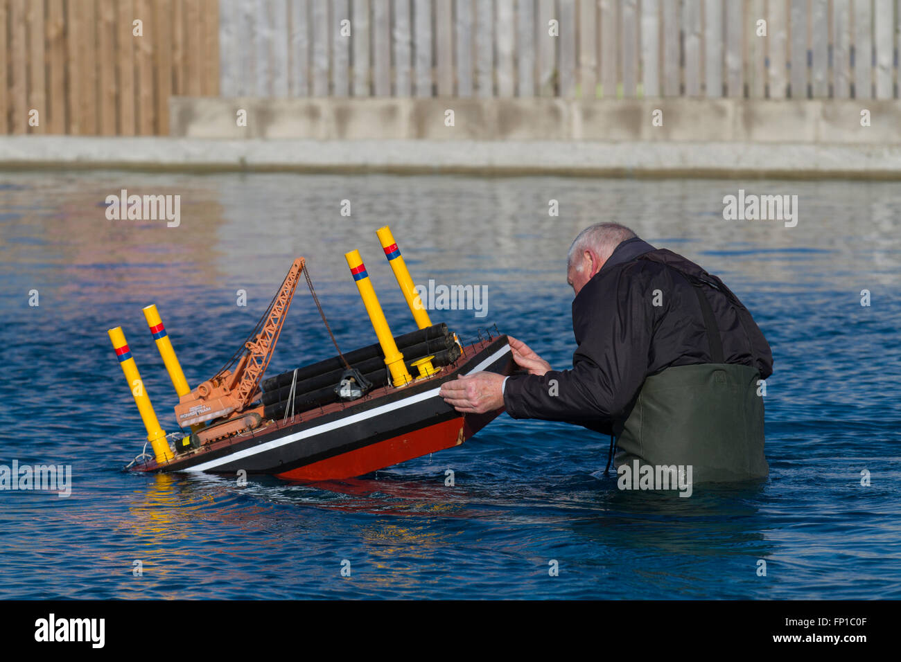 Wallasey, UK. The model boat lake at New Brighton reopens after a major ...