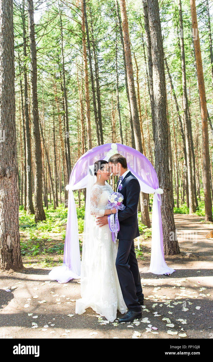 Couple Getting Married at an Outdoor Wedding Ceremony Stock Photo - Alamy
