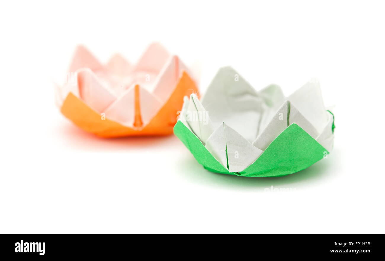 origami paper water lily isolated on white background Stock Photo - Alamy