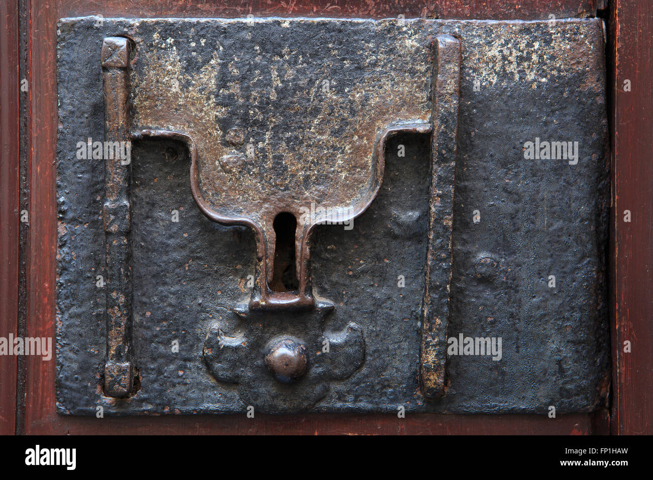 A "drunk man's" lock of a traditional house at the medieval alley named ...