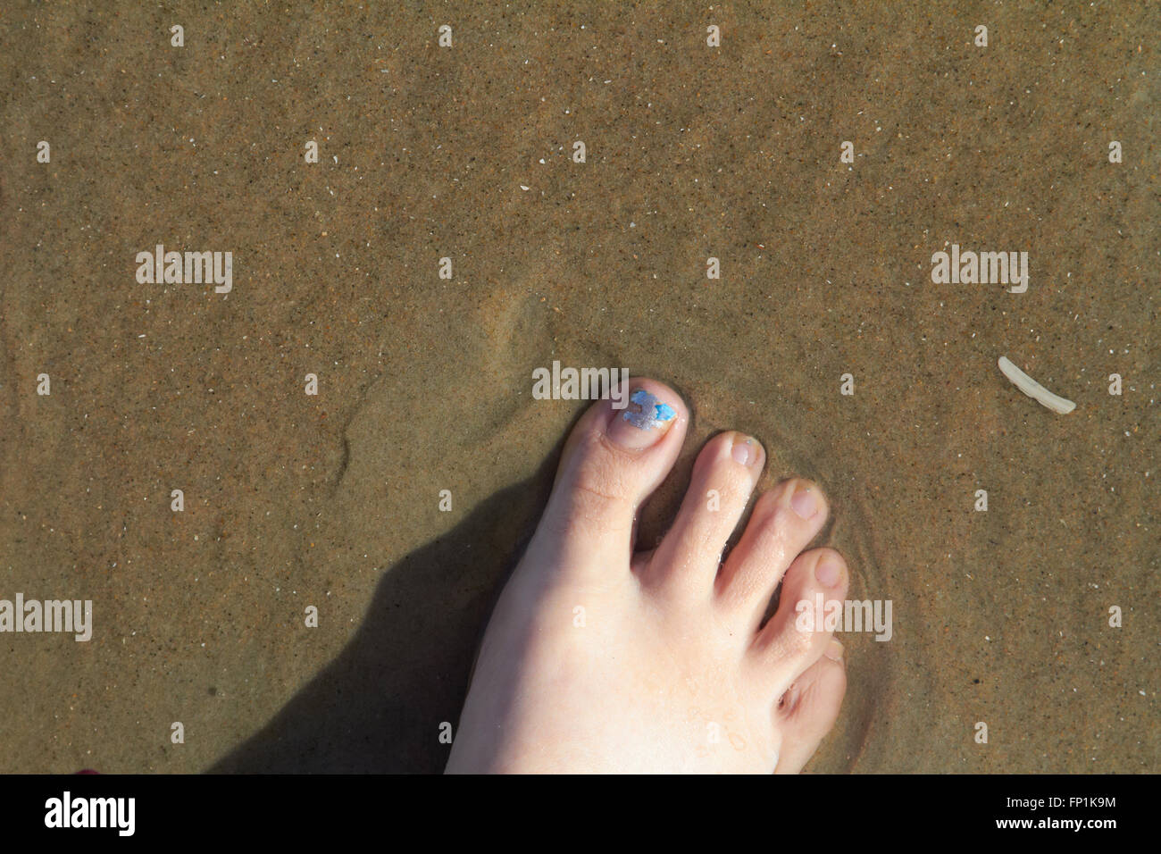 Foot in the sand at the beach Stock Photo - Alamy
