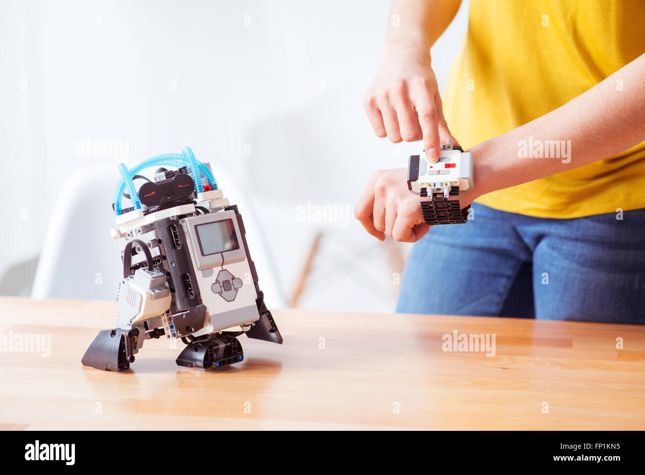 Now I can play with my robot Stock Photo - Alamy