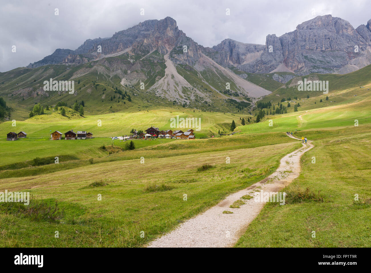 The idyllic valley of Fuciade, near Passo San Pellegrino in the ...
