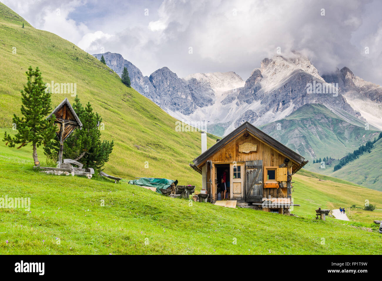 The idyllic valley of Fuciade, near Passo San Pellegrino in the ...