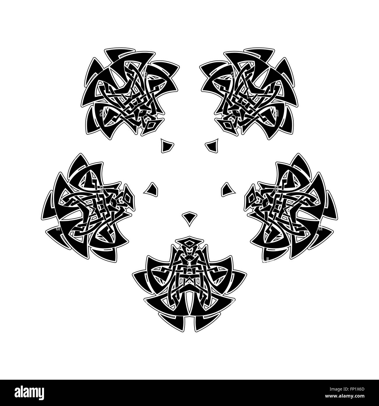 Ornate mandala. Gothic lace tattoo. Celtic weave with sharp corners ...