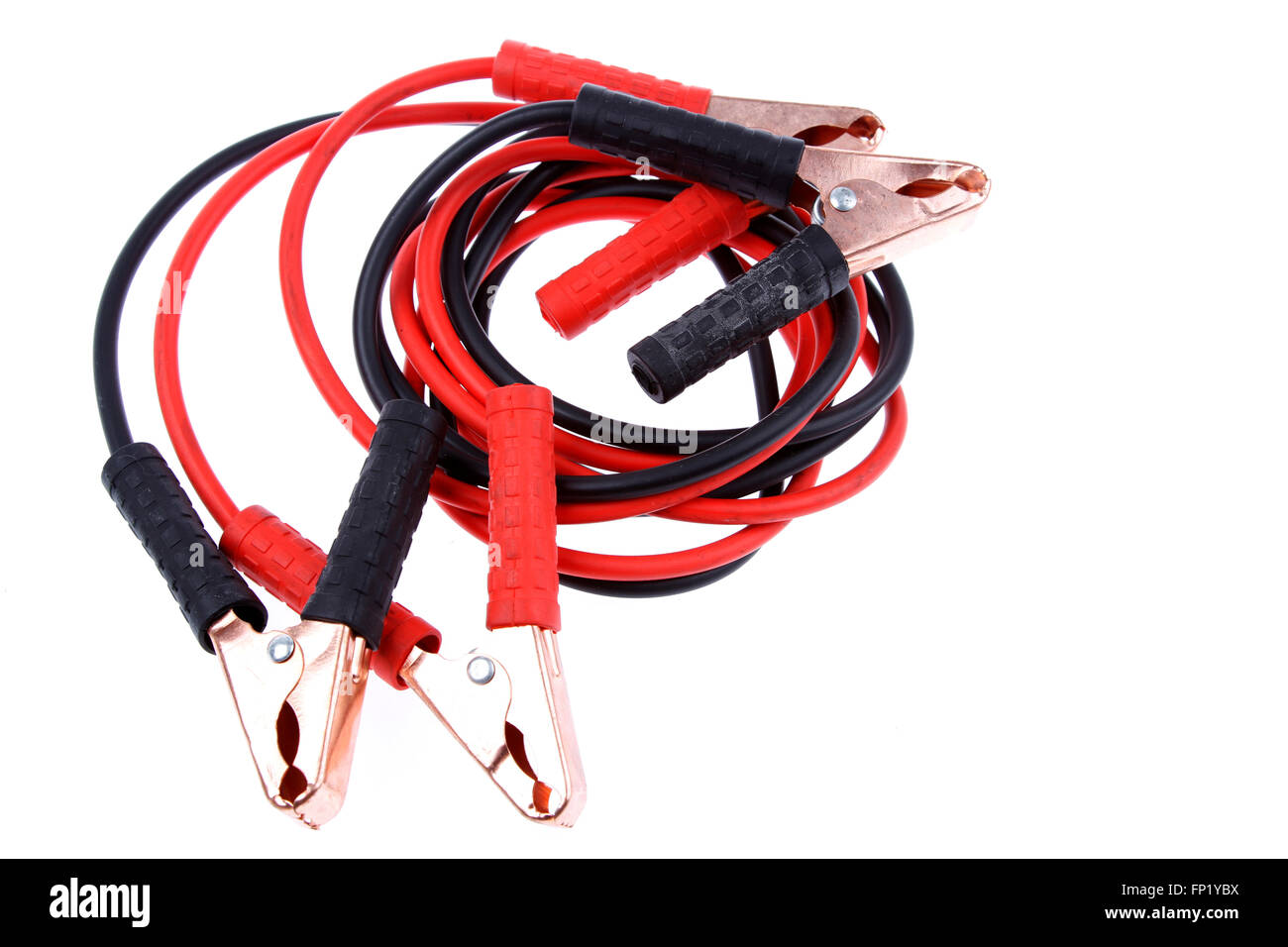 Jumper cables on plain background Stock Photo - Alamy