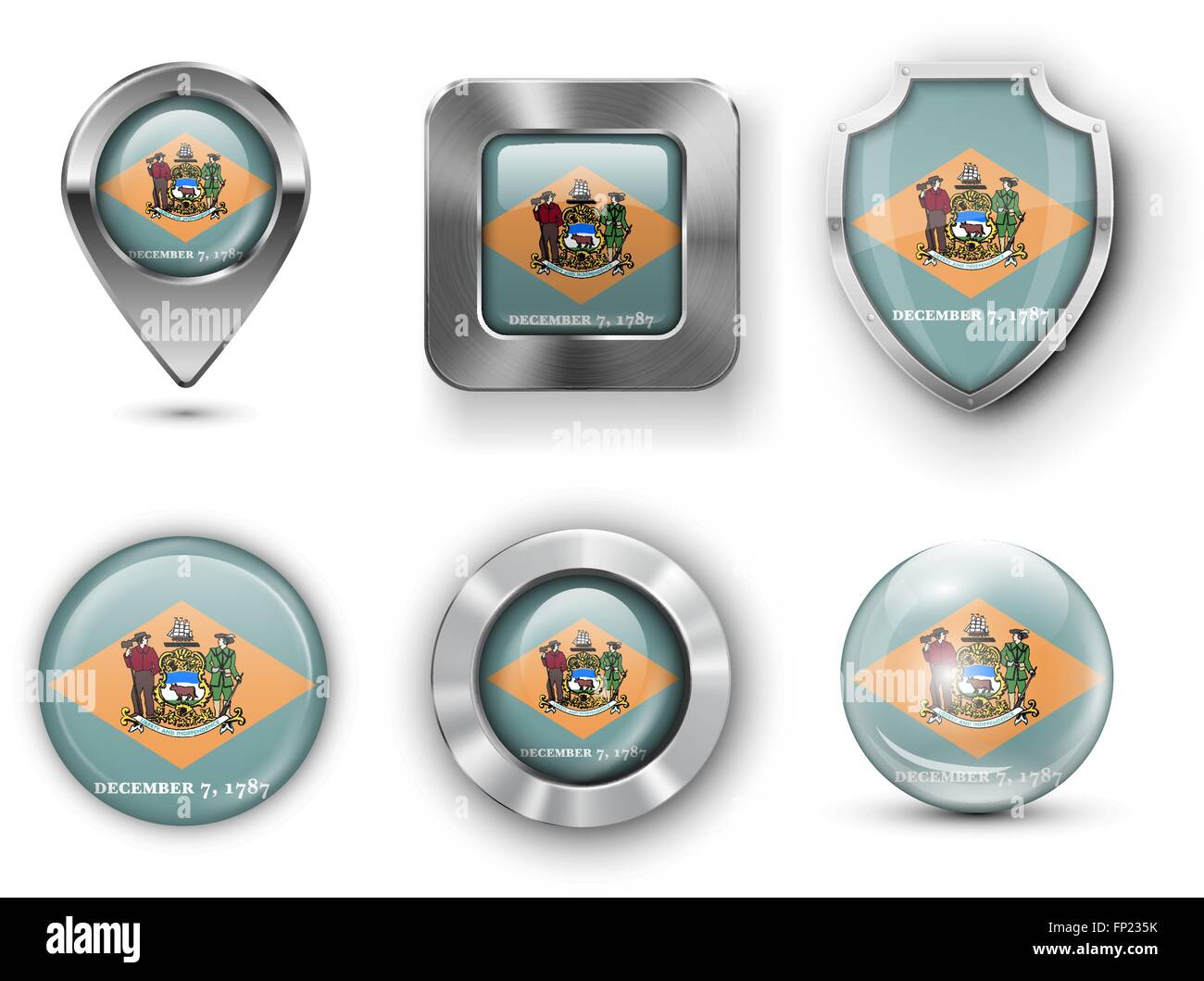 USA State Flag Badges Stock Vector Image & Art - Alamy