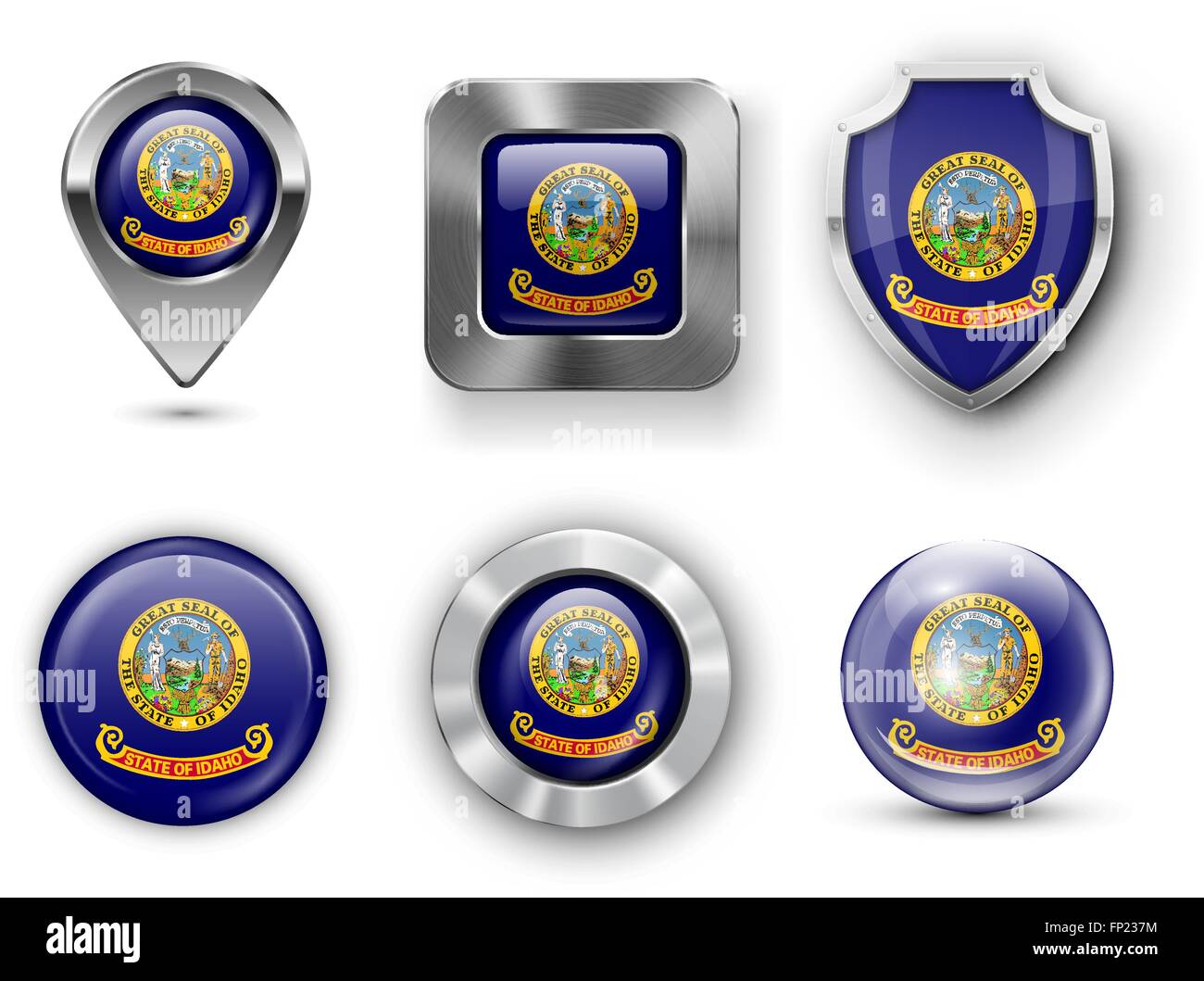 USA State Flag Badges Stock Vector Image & Art - Alamy