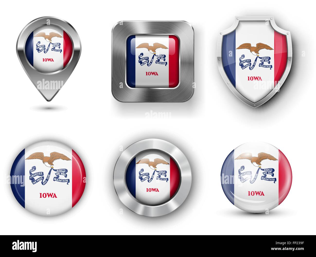 USA State Flag Badges Stock Vector Image & Art - Alamy