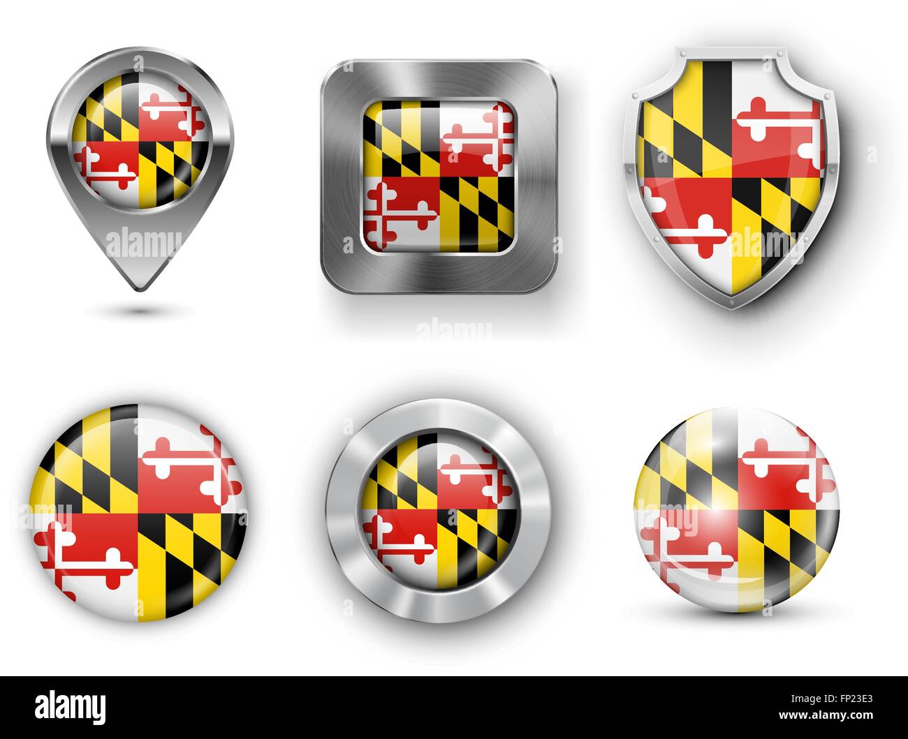 USA State Flag Badges Stock Vector Image & Art - Alamy