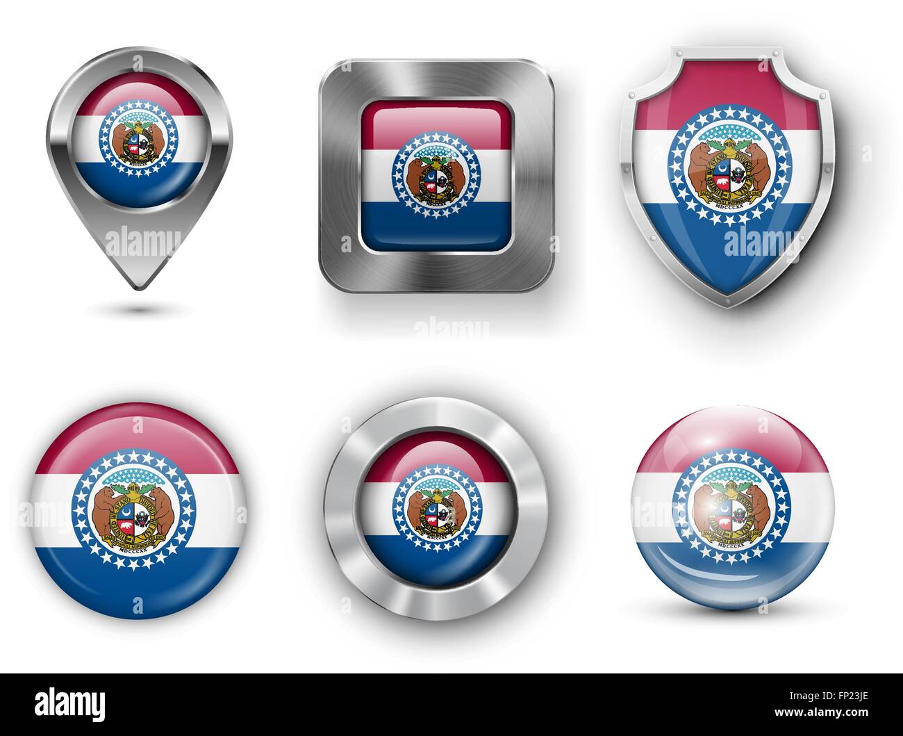 USA State Flag Badges Stock Vector Image & Art - Alamy