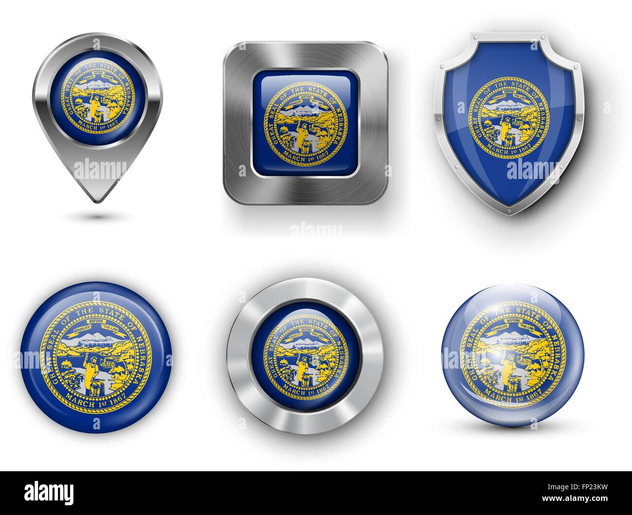 USA State Flag Badges Stock Vector Image & Art - Alamy