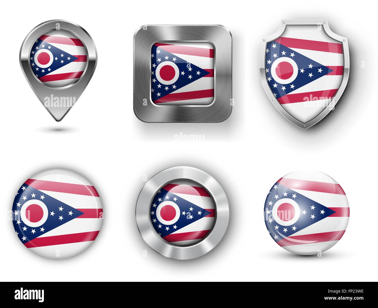 USA State Flag Badges Stock Vector Image & Art - Alamy