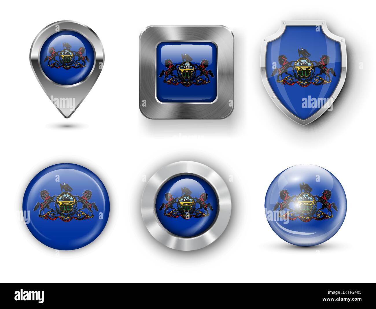 USA State Flag Badges Stock Vector Image & Art - Alamy