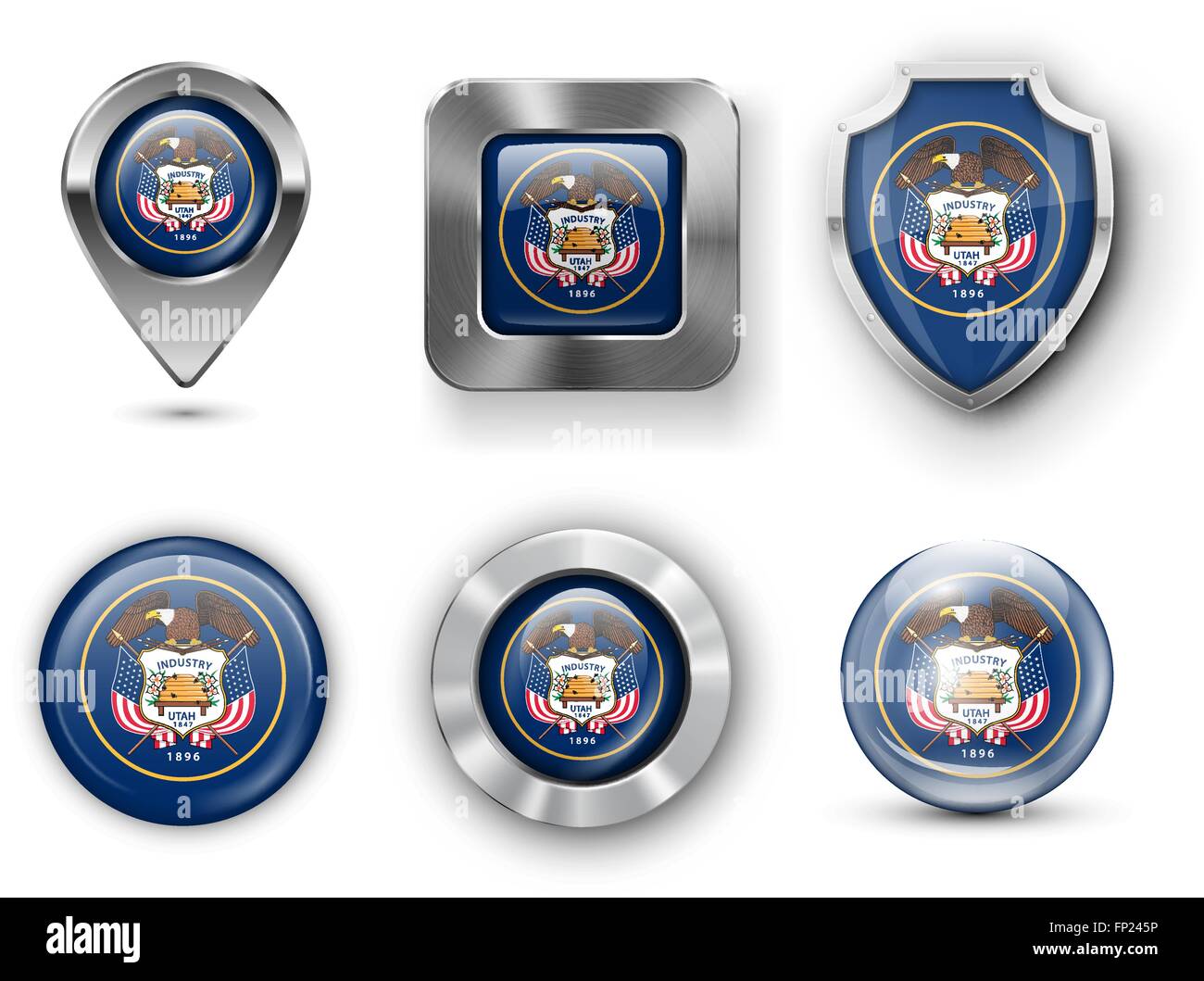 USA State Flag Badges Stock Vector Image & Art - Alamy