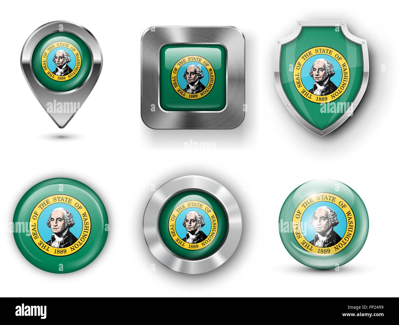 USA State Flag Badges Stock Vector Image & Art - Alamy