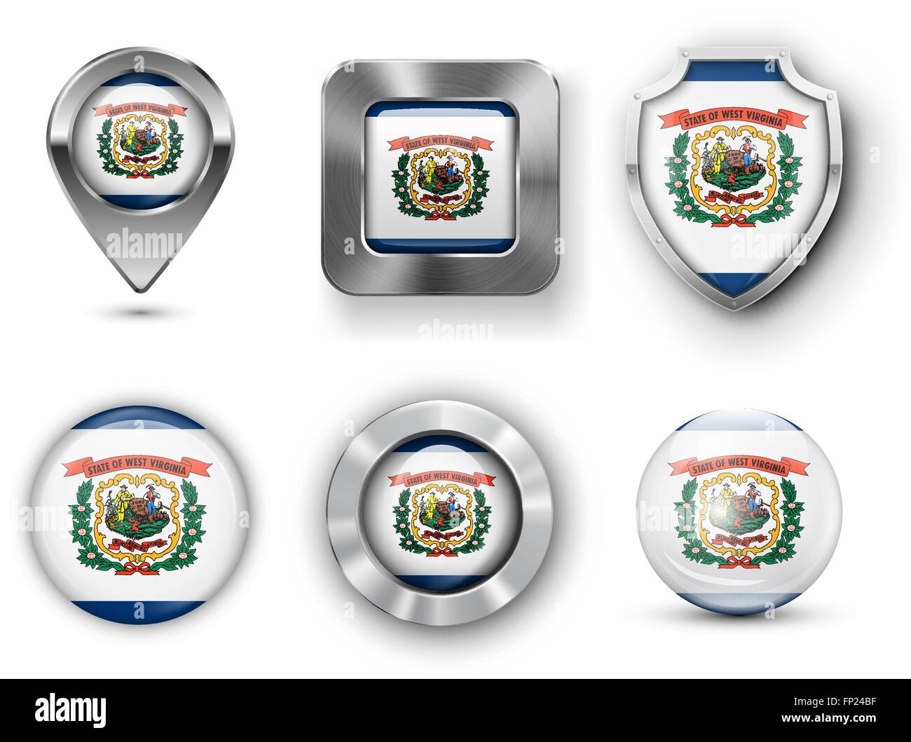 USA State Flag Badges Stock Vector Image & Art - Alamy