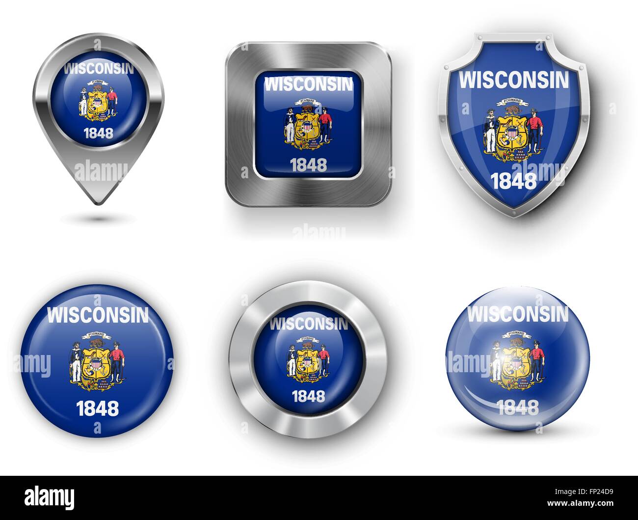 USA State Flag Badges Stock Vector Image & Art - Alamy