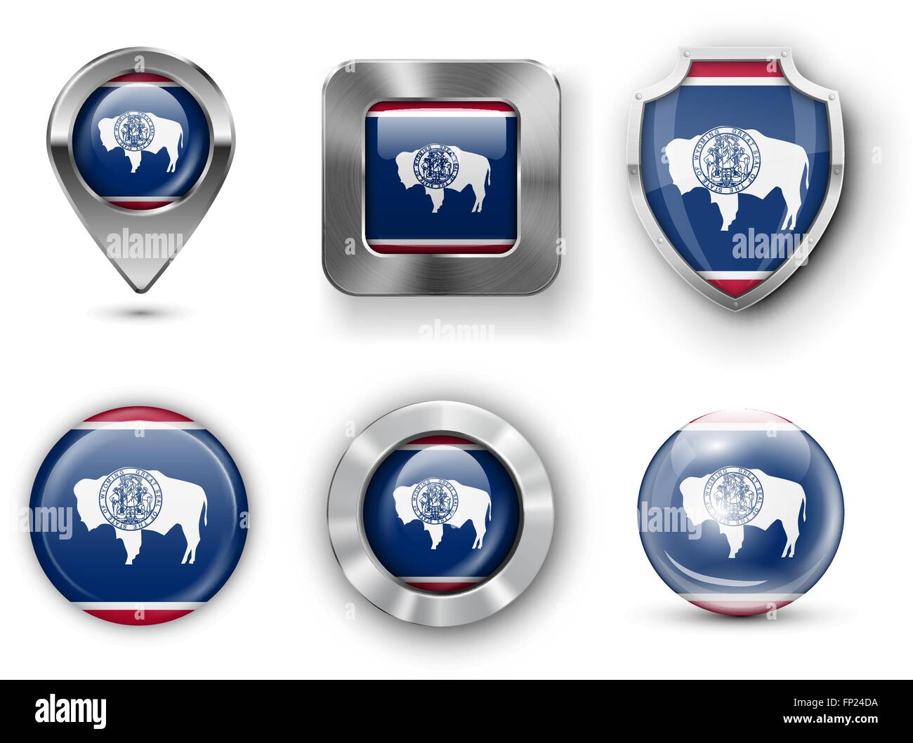 USA State Flag Badges Stock Vector Image & Art - Alamy