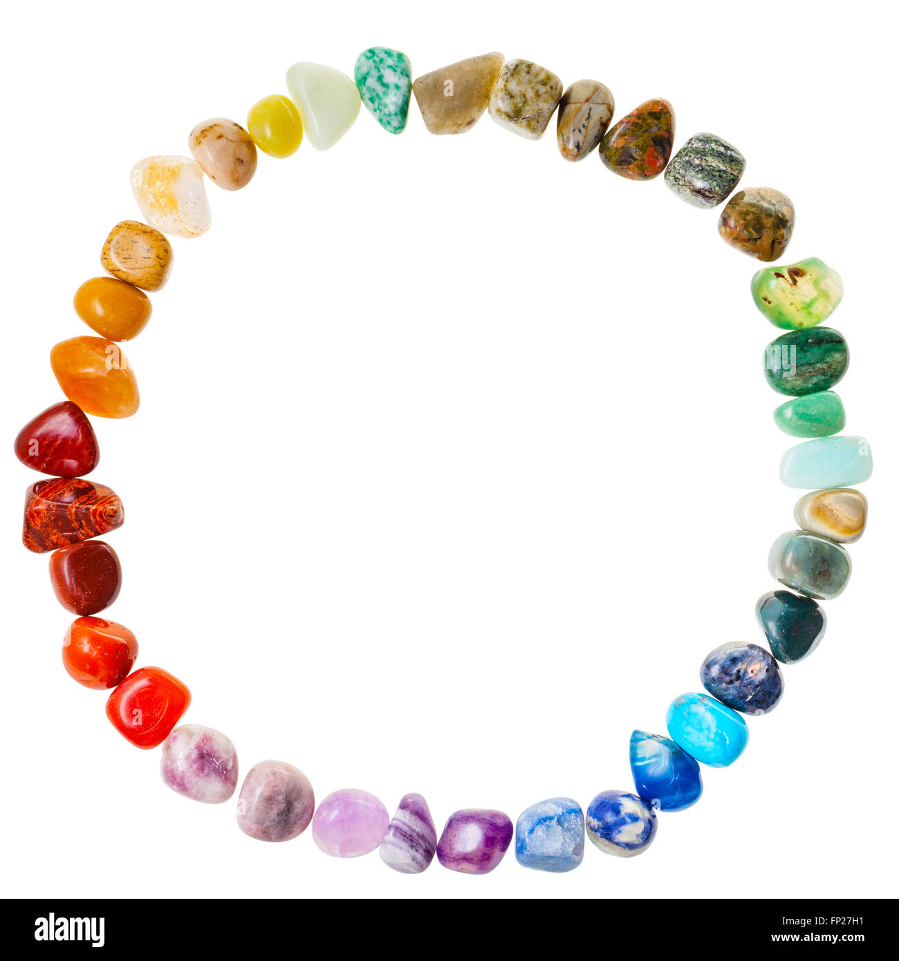 circle from natural mineral gemstones isolated on white background ...