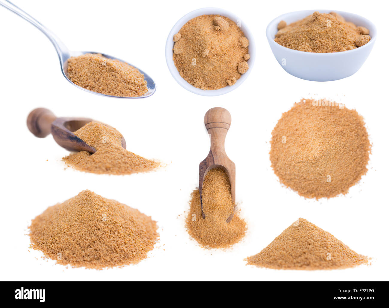 Portion of Coco Sugar (close-up shot) isolated on white background ...