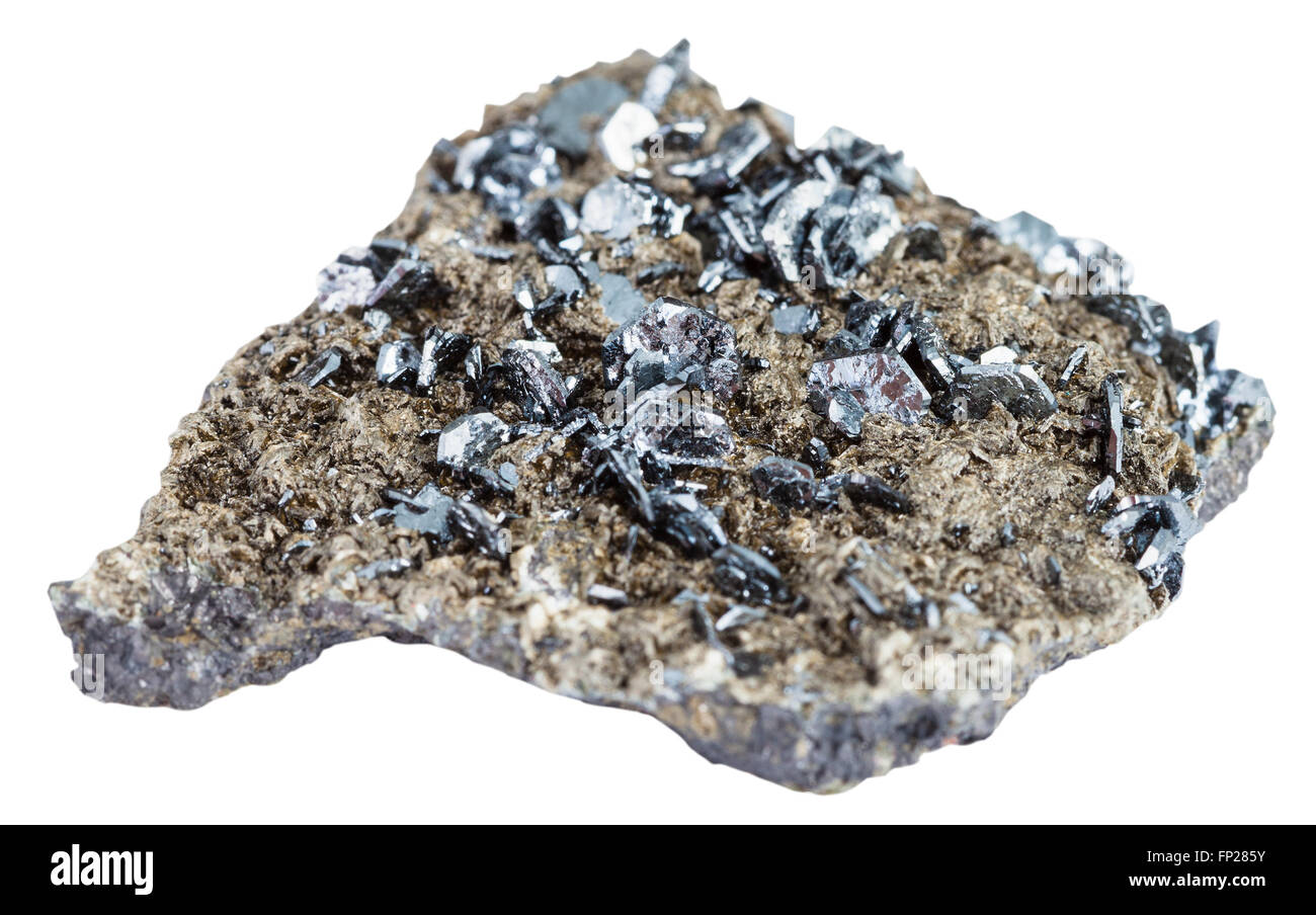macro shooting of natural rock specimen - magnetite stone crystals on ...