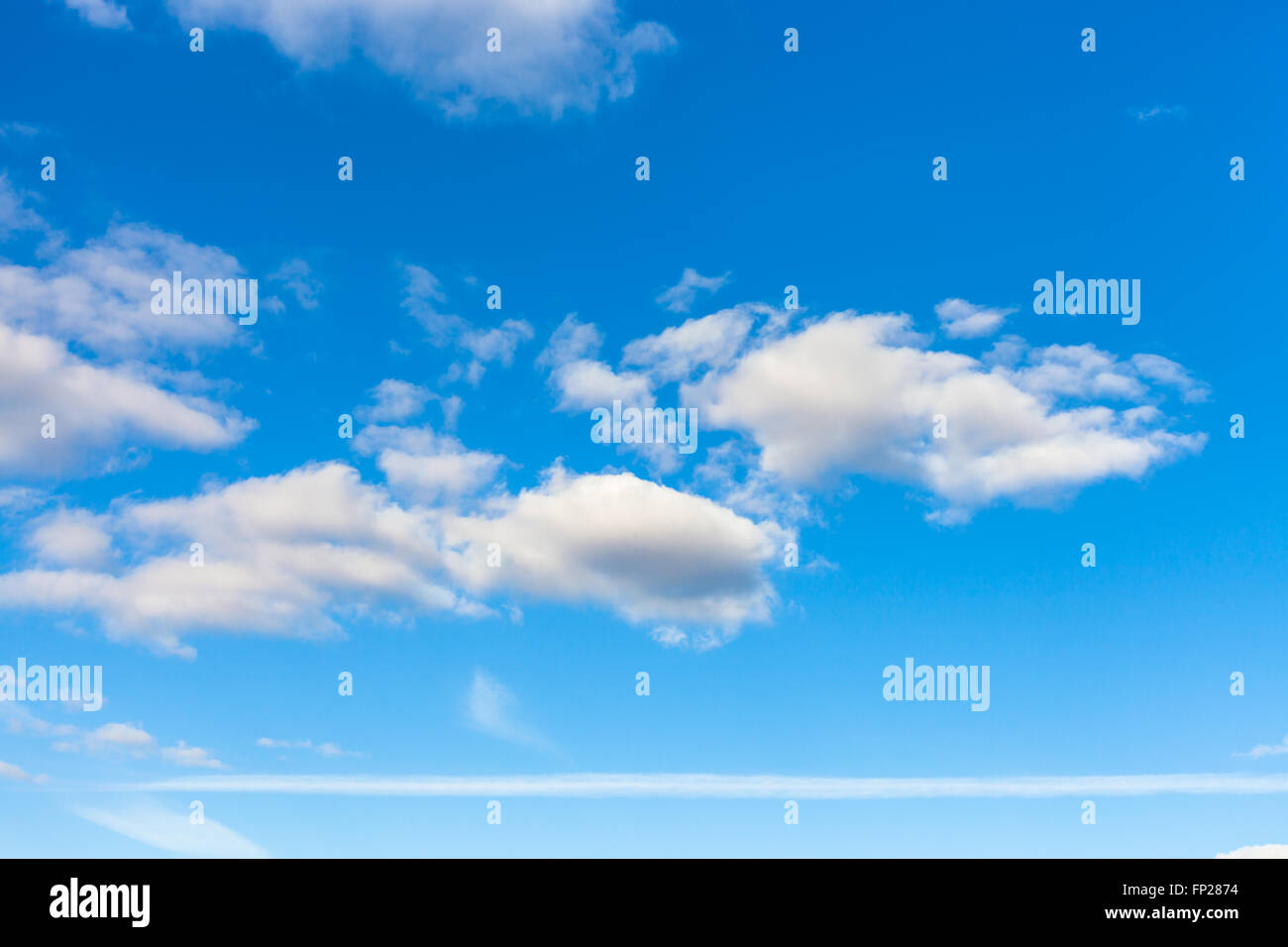 horizontal natural background - blue sky with white clouds and ...