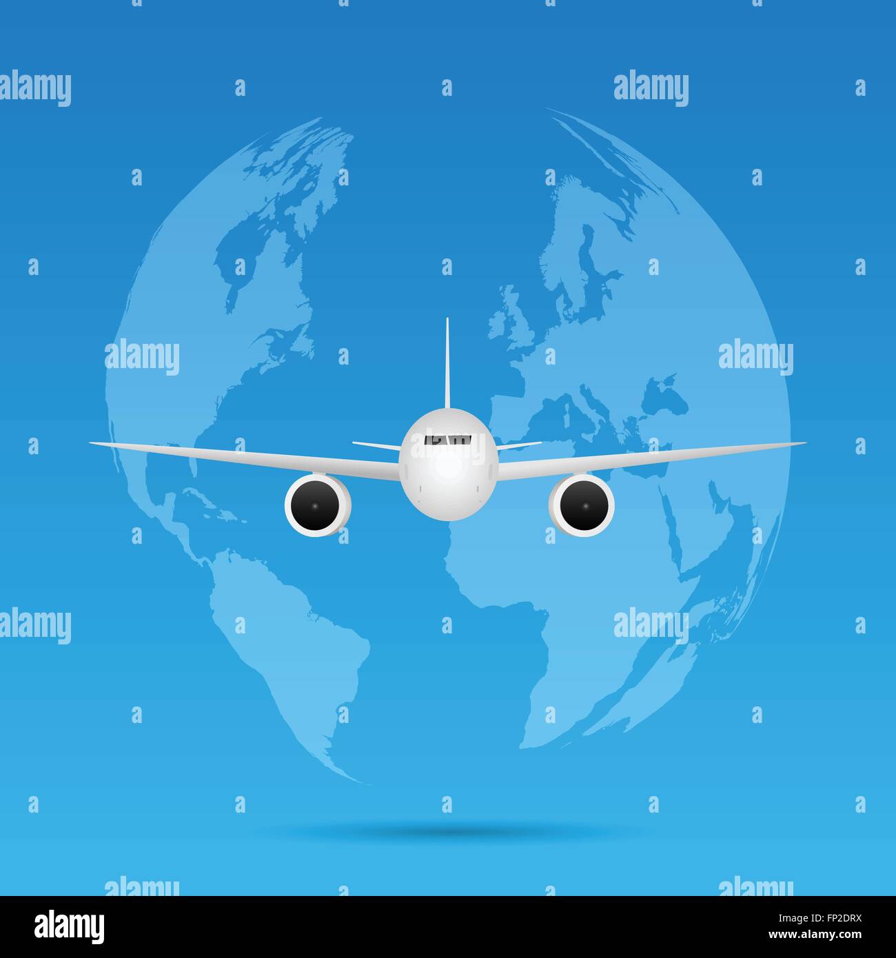 Illustration of an airplane and world map isolated on a white ...