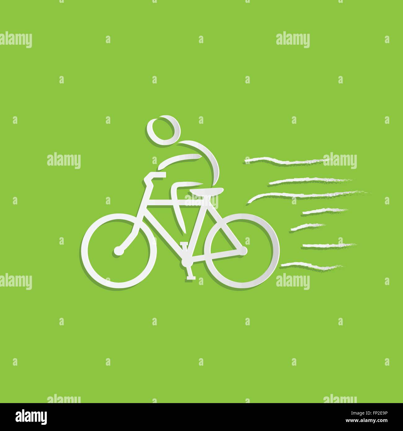Illustration of a bicycle and rider design on a colorful green ...