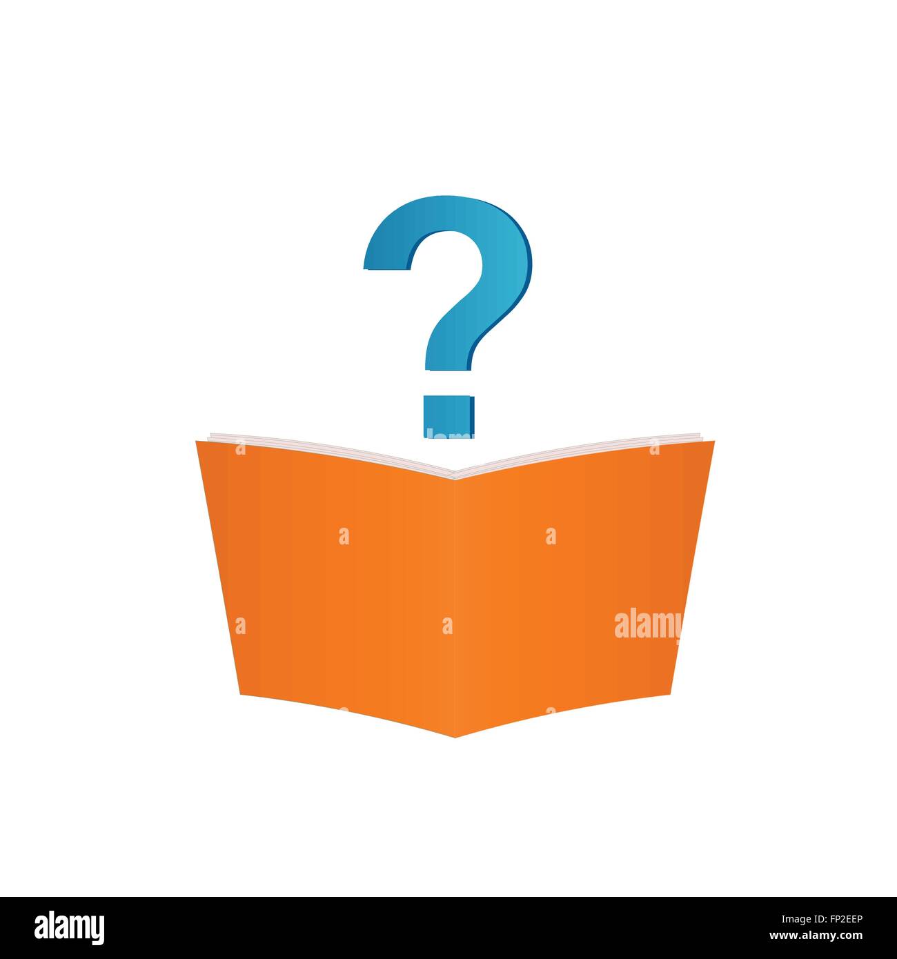 Image of a book and question mark isolated on a white background Stock ...