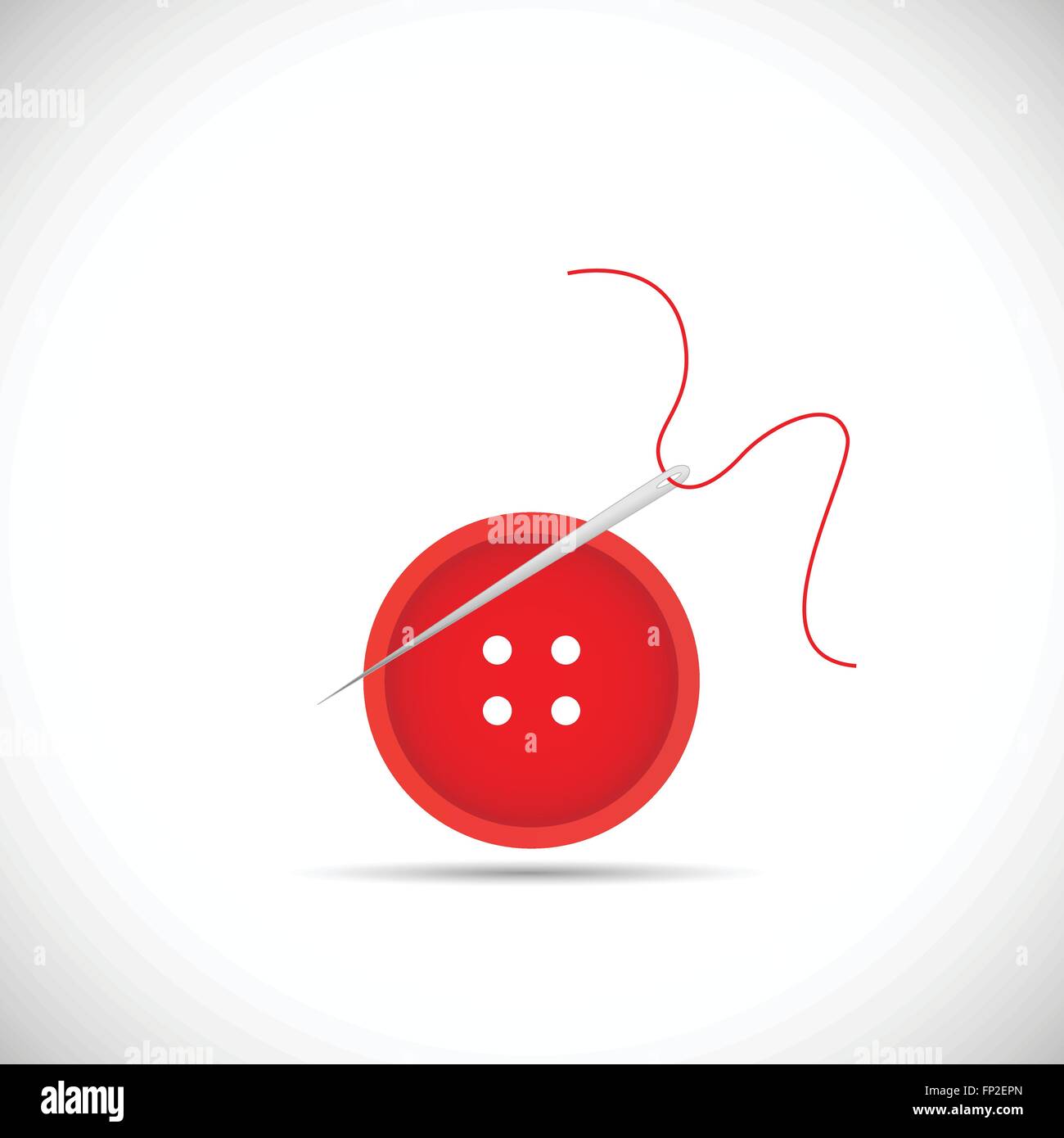 Illustration of a button, thread and sewing needle isolated on a white ...