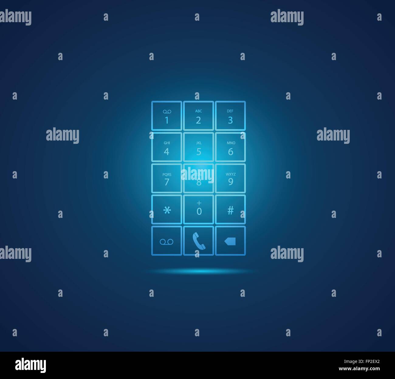 Illustration of a glowing mobile phone keypad design on a colorful ...