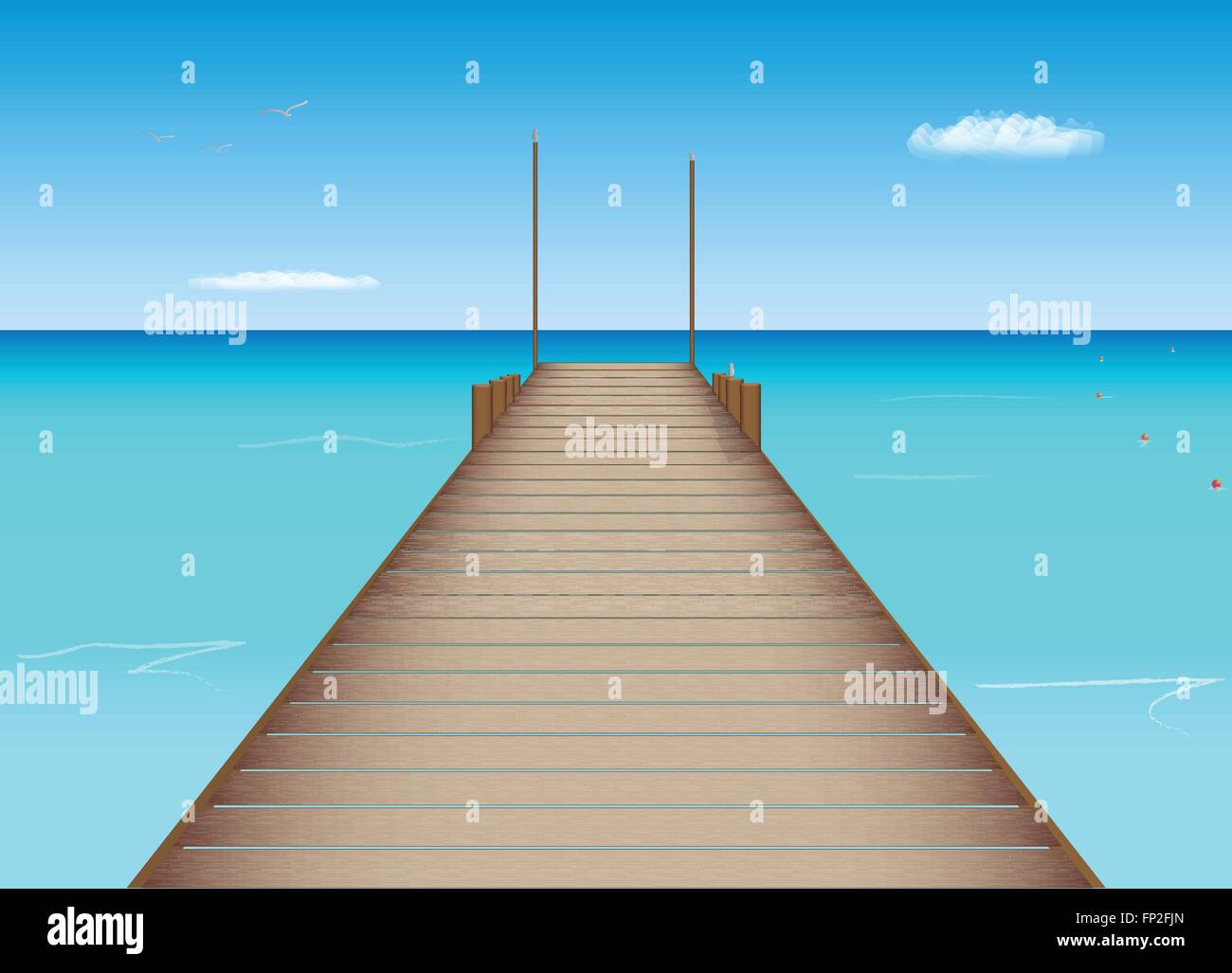 Beautiful tropical beach wooden dock Stock Vector Images - Alamy