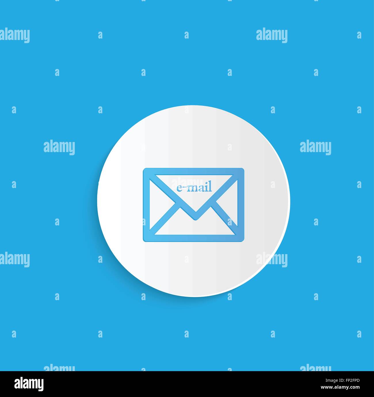 Illustration of an e-mail button with long shadows on a colorful blue ...