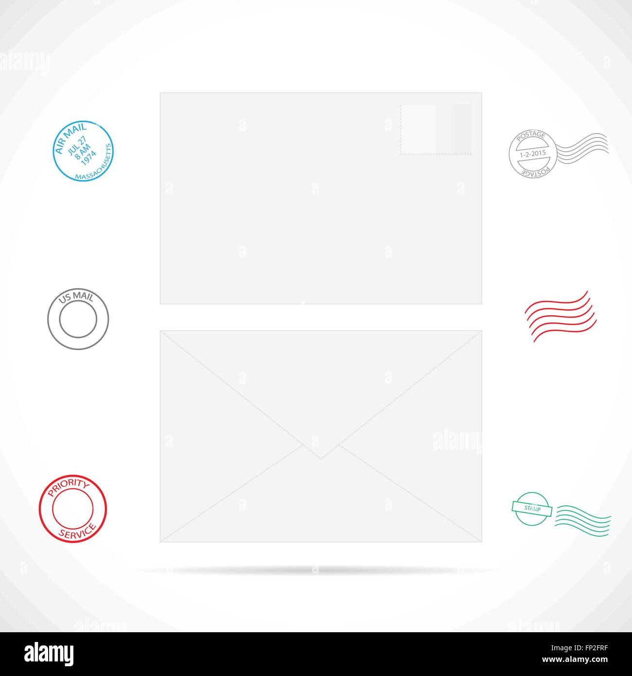 Illustration of an envelope with stamps isolated on a white background ...