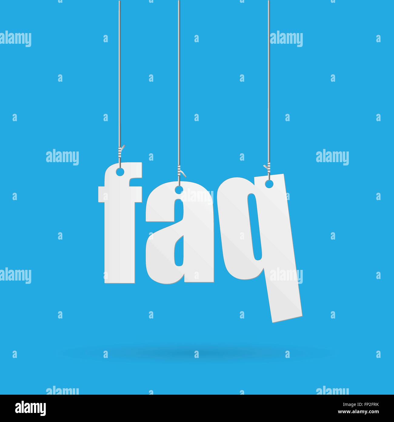 Image of hanging FAQ text on a colorful blue background Stock Vector ...