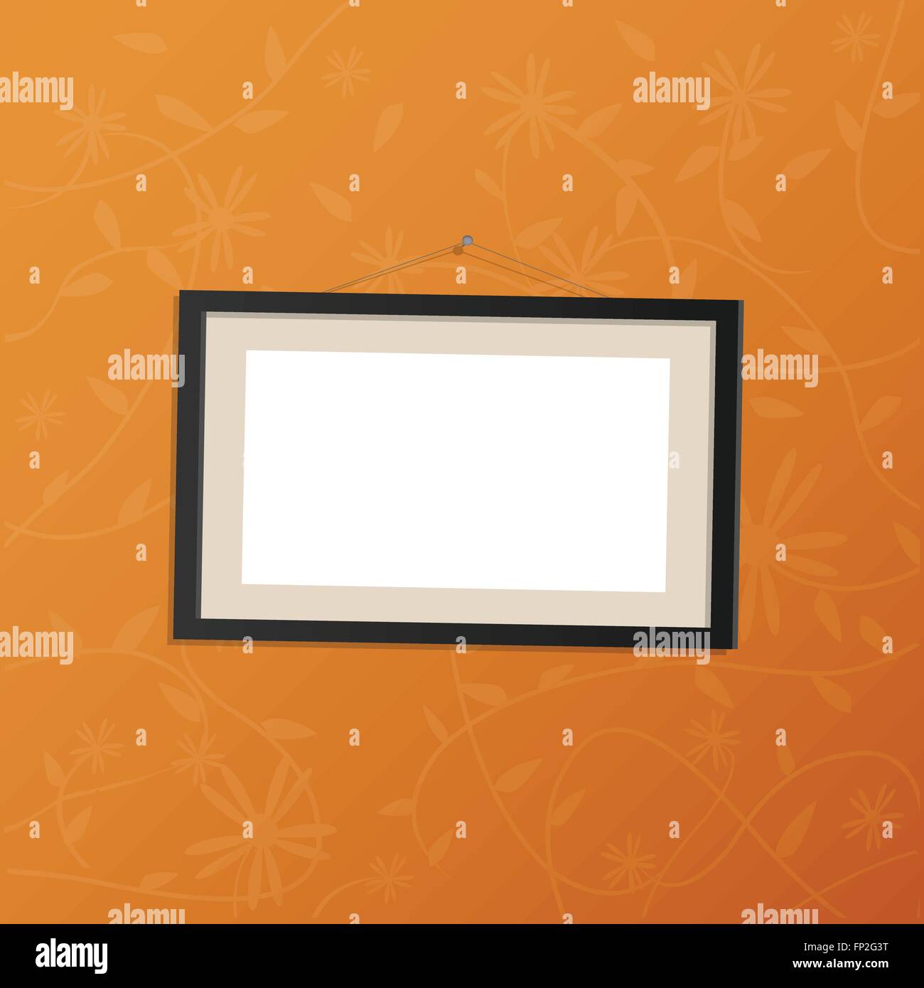 Illustration of a hanging picture frame on a colorful background Stock ...