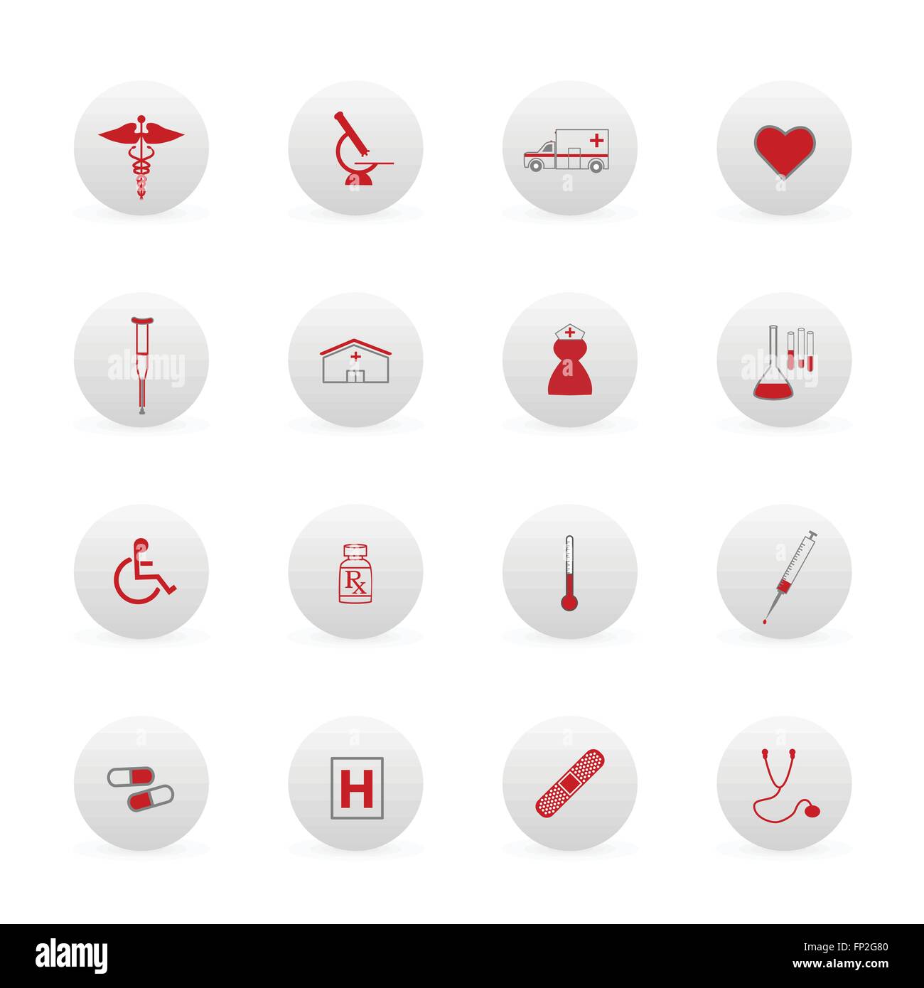 Illustration of various icons and medical buttons isolated on a white ...
