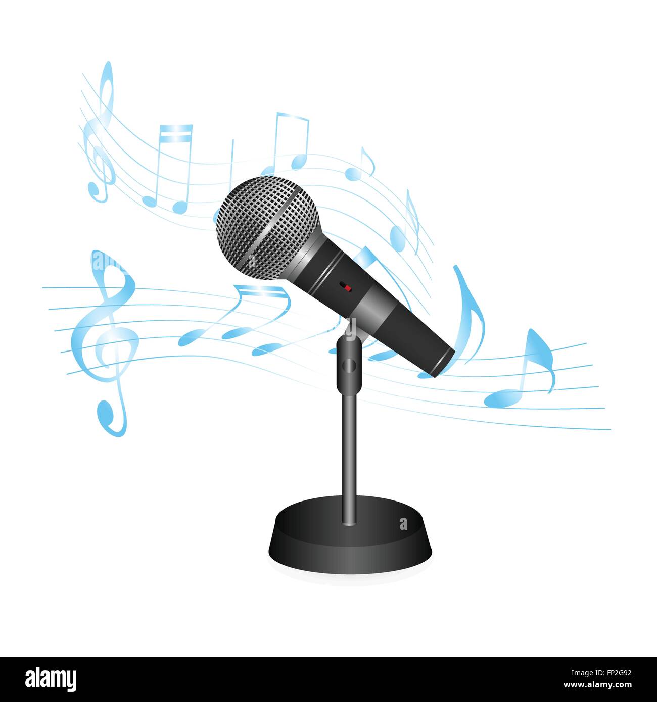 Cartoon Microphone With Music Notes